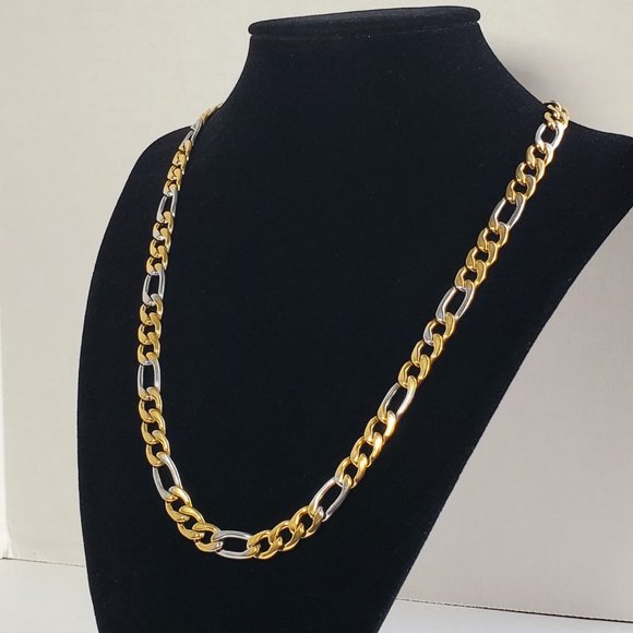130 | Jewelry | 3 Womens 8k Gold Silver Mixed Two Tone Figaro Chain ...